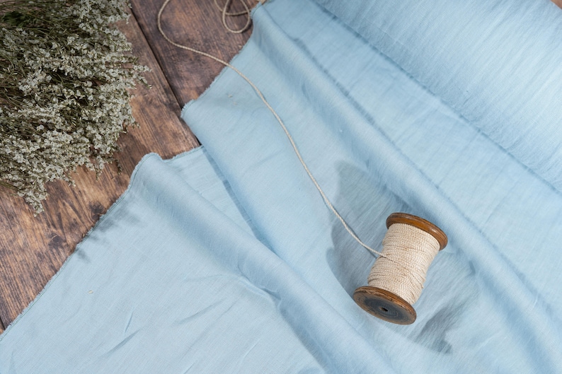 Light Sky Blue Linen Fabric by the Metre Soft Lithuanian - Etsy