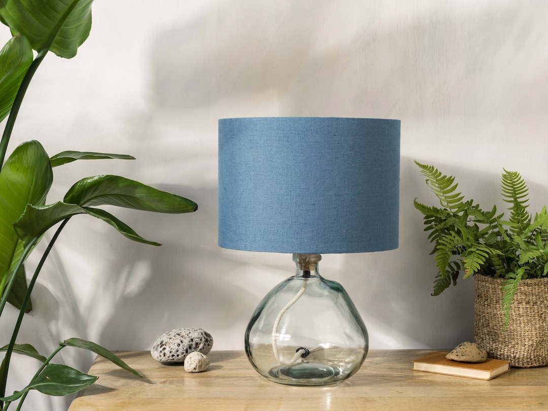 Linen Dusty Blue Lampshade for Table Lamp, Floor Lamp or Ceiling Light ...