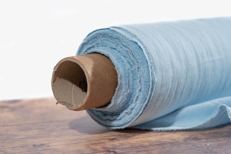 Light Sky Blue Linen Fabric by the Metre Soft Lithuanian - Etsy