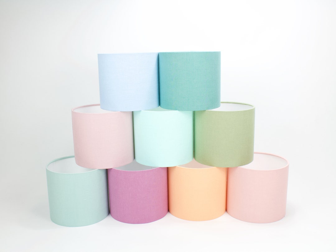 Pastel Colour Linen Lampshades, Stonewashed Drum Pastel Lampshade, UNO ...
