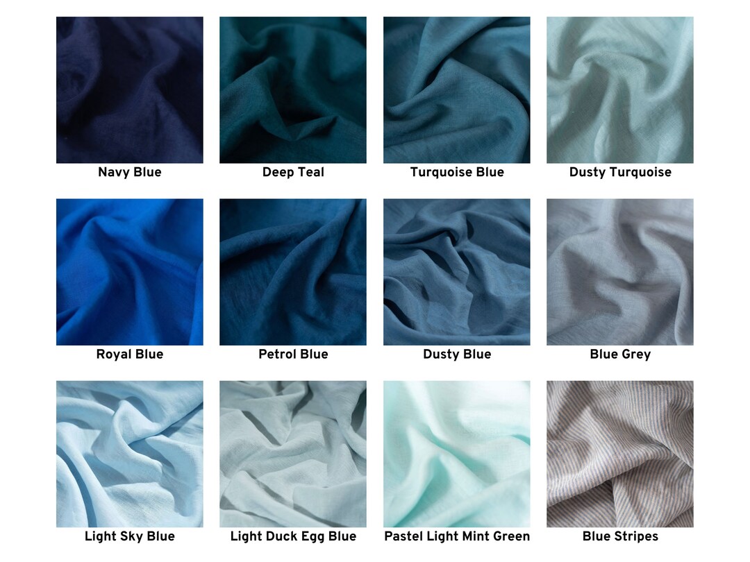 Blue Linen Fabrics by the Metre, Washed Softened Lithuanian Linen ...