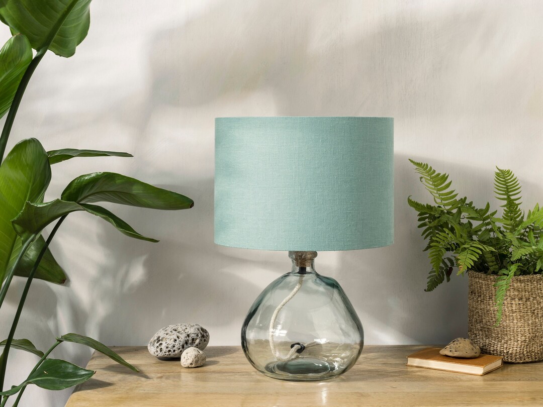 Linen Dusty Turquoise Lampshade, Teal Lamp Shade in Linen Fabric, UNO ...