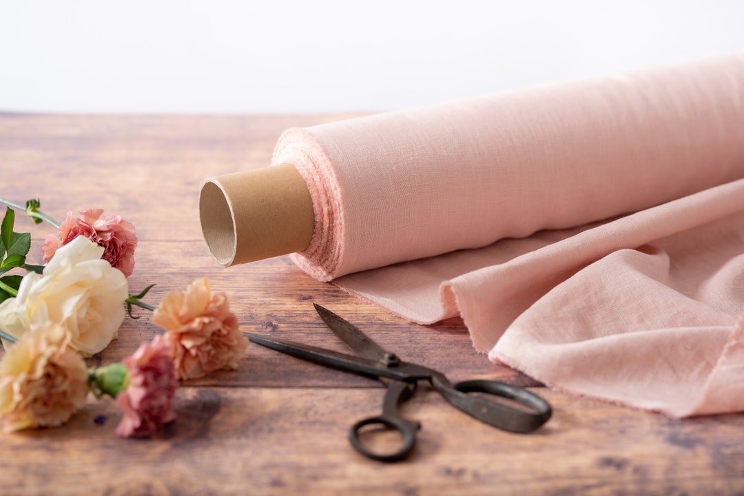 Blush Pink Linen Fabric by the Metre, OEKO Tex Certified Washed ...