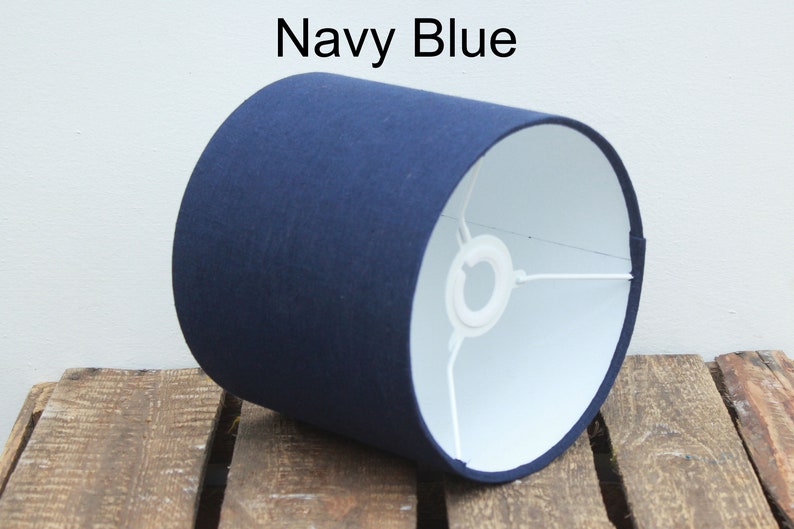 Blue Lampshades, Stonewashed Blue Linen Lamp Shades, UNO Drum Large ...