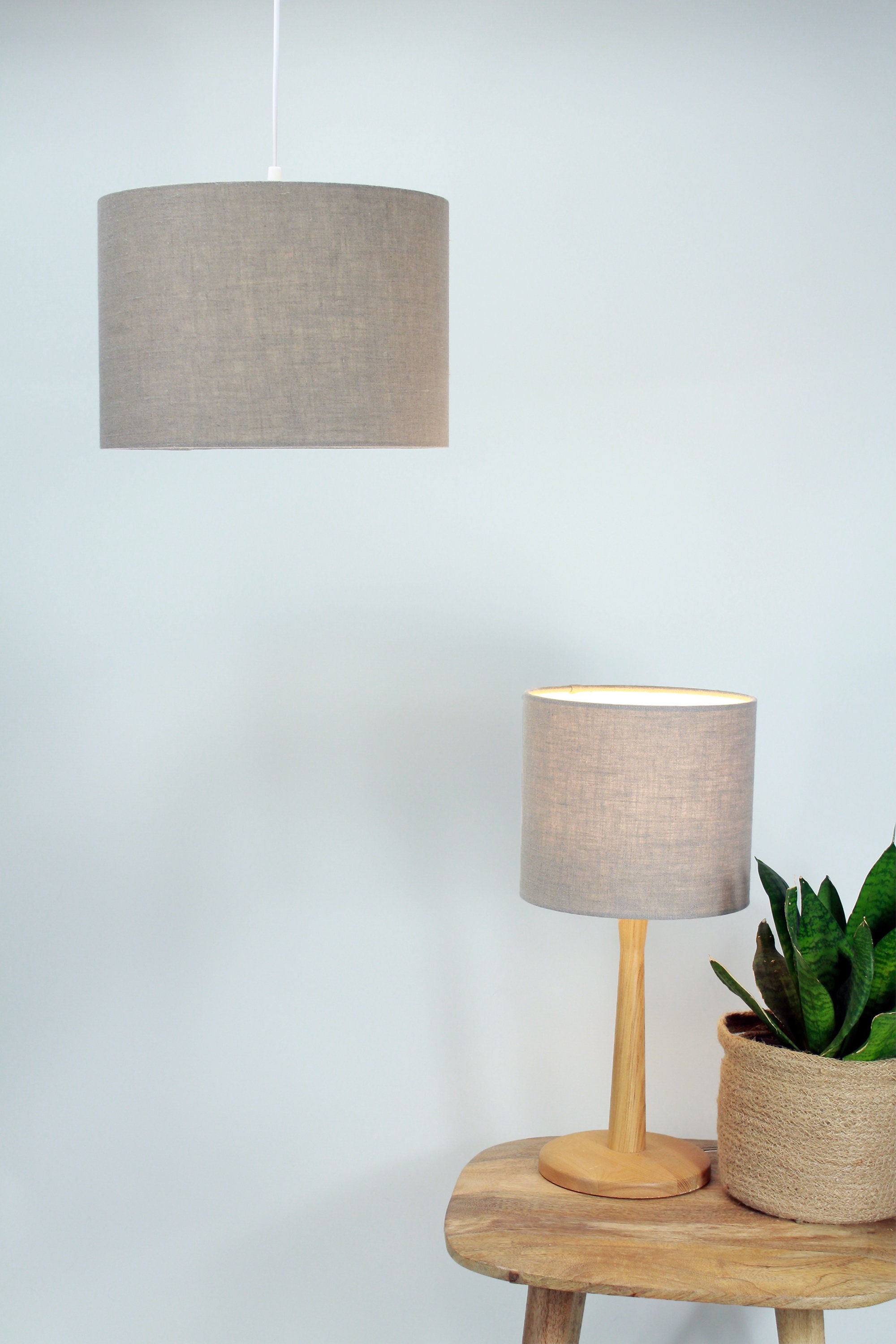 Natural Linen Lampshades Earthy Tone Stonewashed Fabric | Etsy