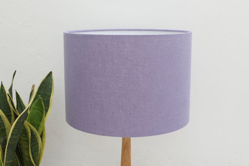 Linen Lavender Lampshade Drum Purple Lamp Shade for Table - Etsy