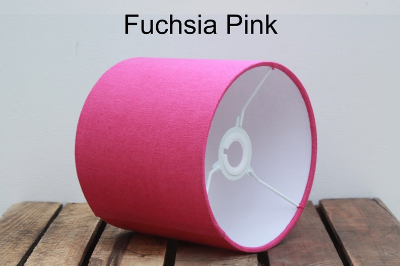 Linen Hot Pink Lamp Shade, UNO Drum Bright Fuchsia Pink Lampshade for ...