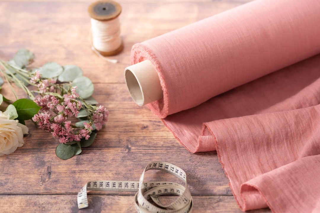 Rose Pink Linen Fabric, OEKO-TEX® Certified, Softened Lithuanian Flax ...