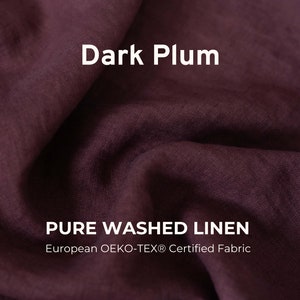Dark Plum Purple Linen Fabric by the Metre, OEKO Tex Certified Washed ...