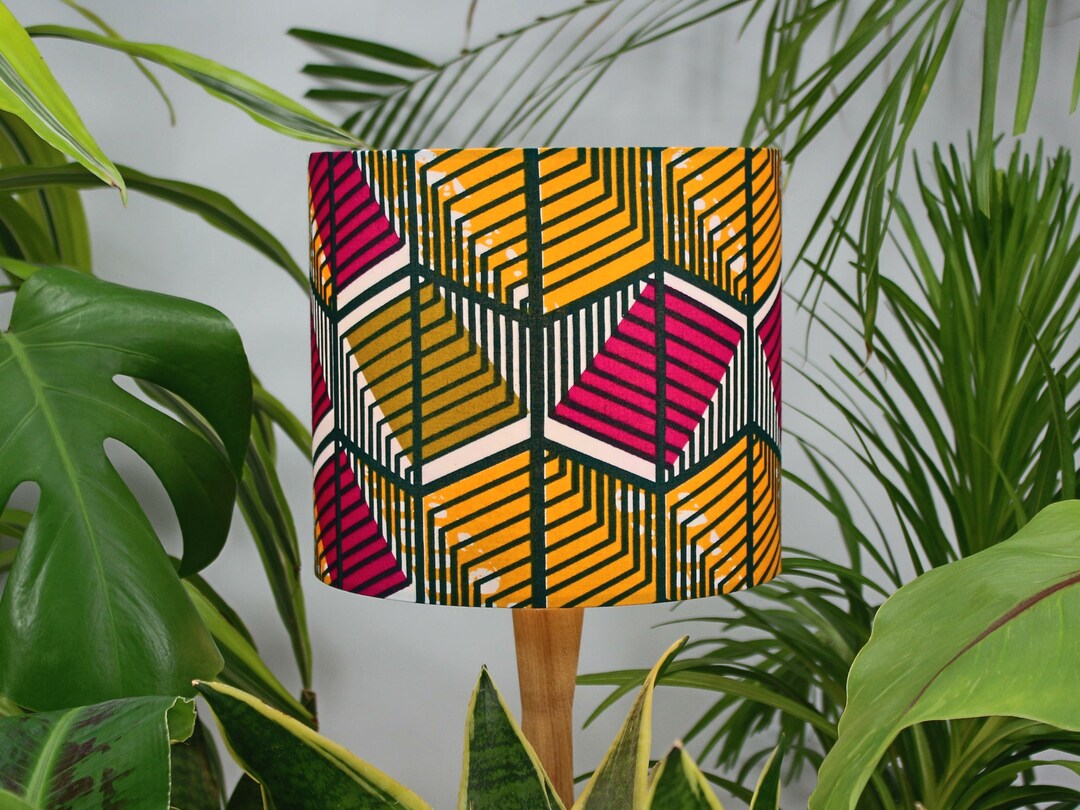 Geometric African Lamp Shade Funky Print Yellow Lampshade - Etsy UK