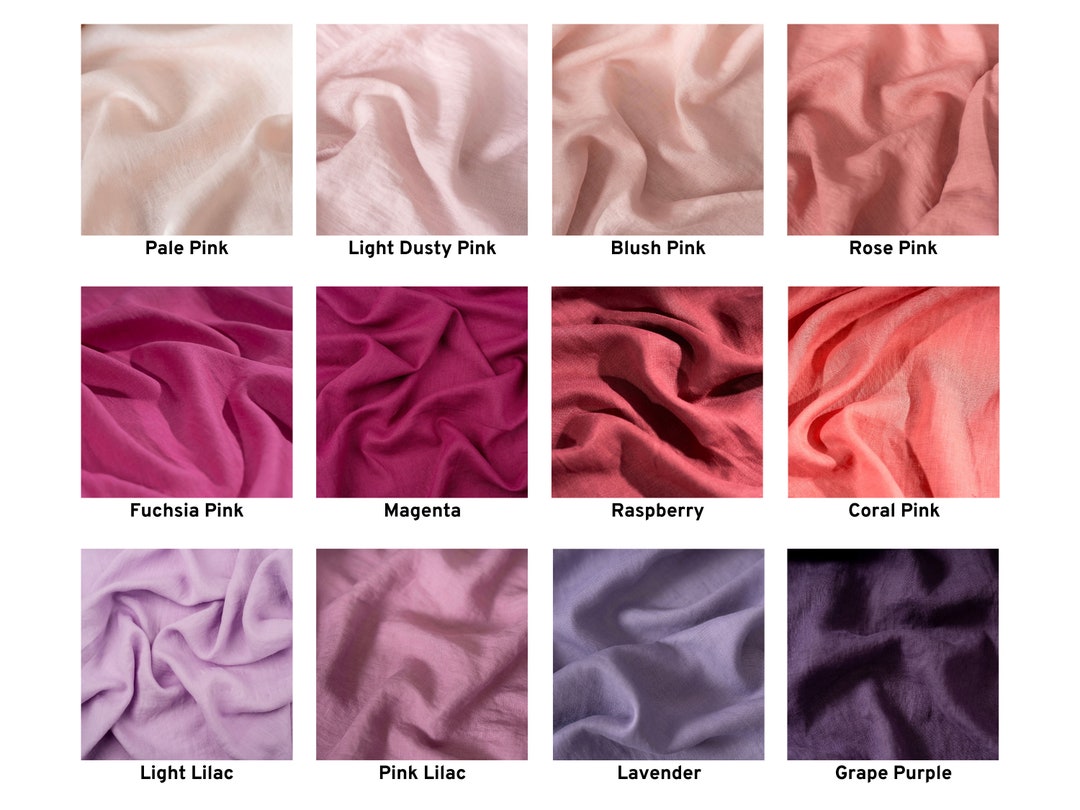 Purple & Pink Linen Fabrics by the Metre, OEKO Tex Certified Washed and ...