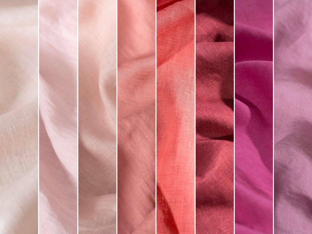 Softened Pink Linen Fabric by the Metre, OEKO Tex Certified Washed Pure ...