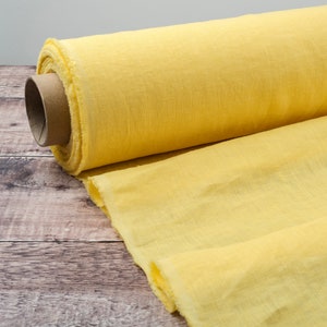 Pale Yellow Linen Fabric by the Metre, Pure Soft Linen Fabric, 205 Gsm ...