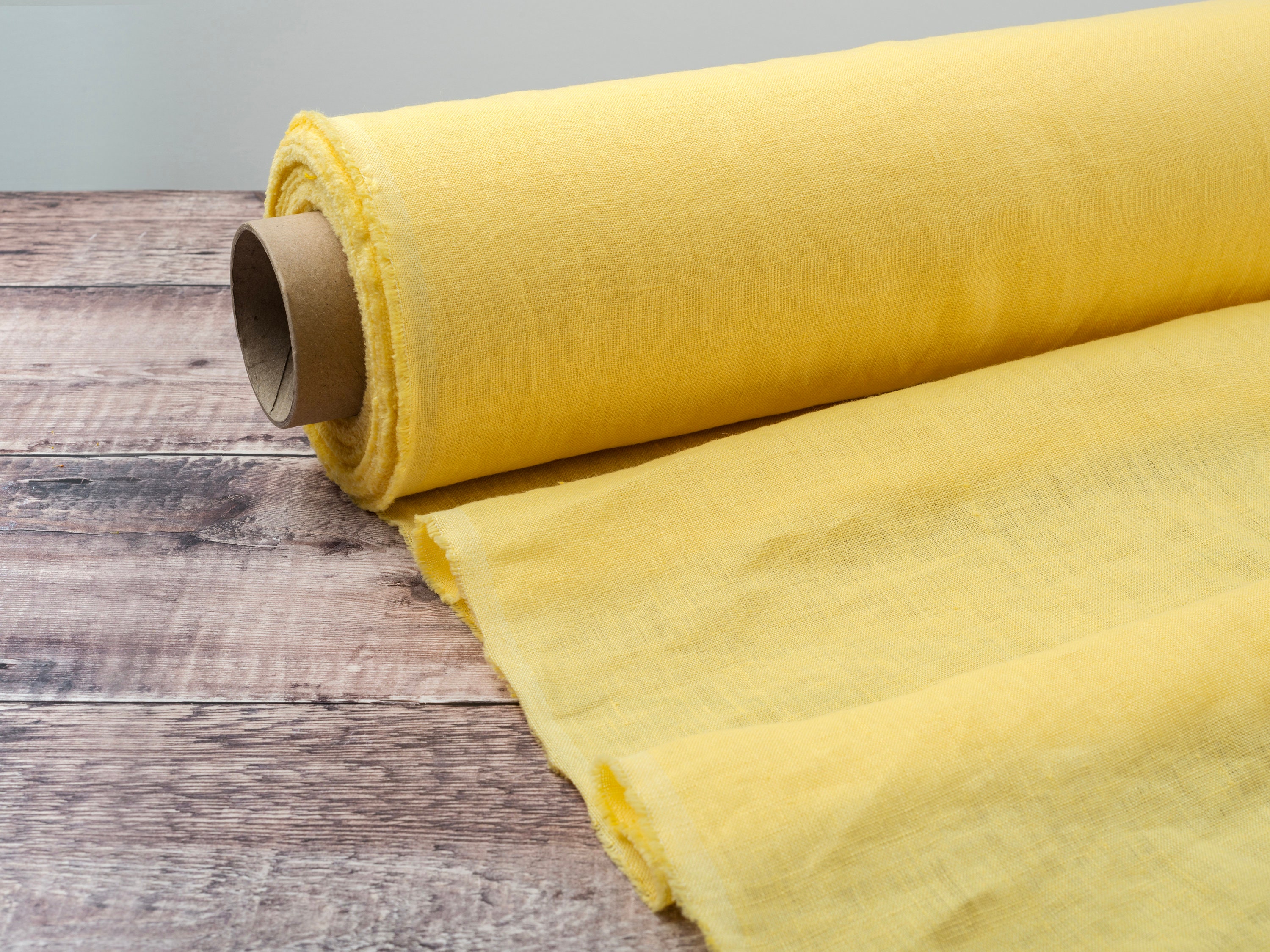 Pale Yellow Linen Fabric by the Metre, Pure Soft Linen Fabric, 205 Gsm ...