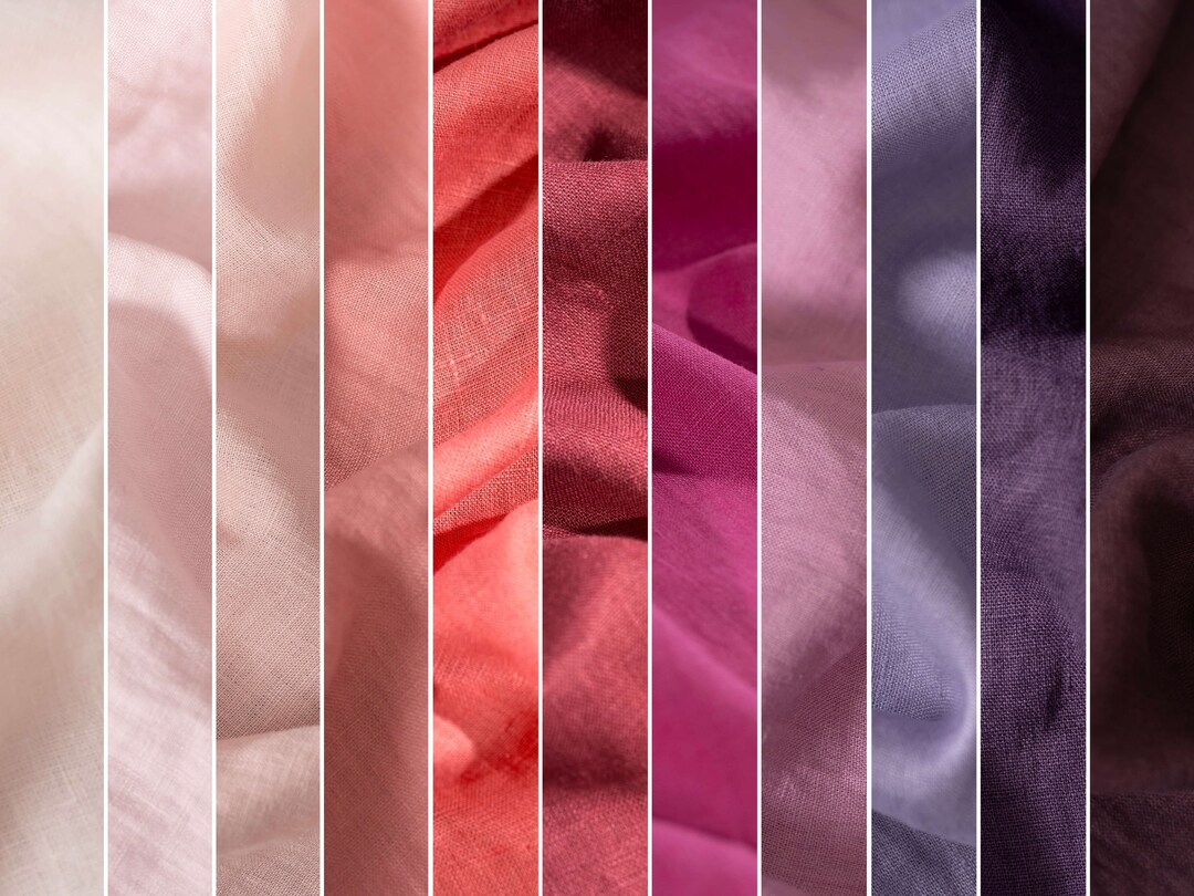 Purple & Pink Linen Fabrics by the Metre, OEKO Tex Certified Washed and ...