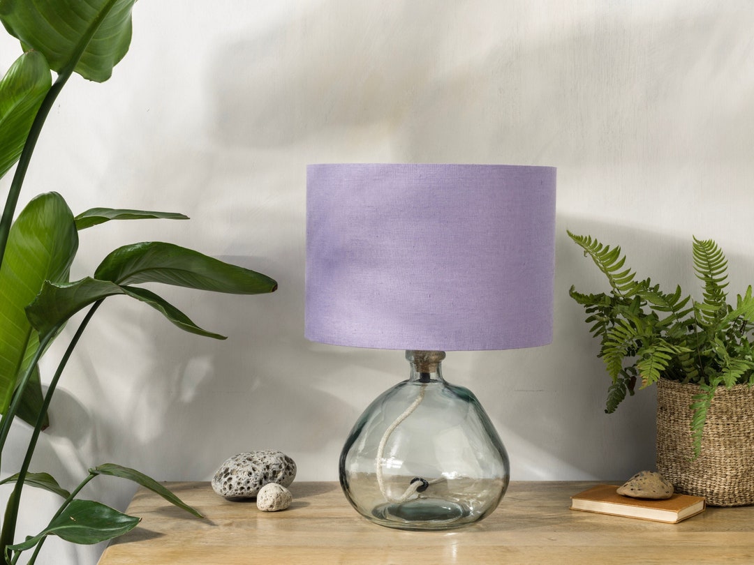 Linen Lavender Lampshade, Drum Purple Lamp Shade for Table Lamp, Floor ...