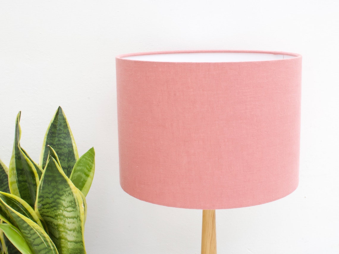 Linen Rose Pink Lamp Shade Salmon Pink Lampshade for Table - Etsy