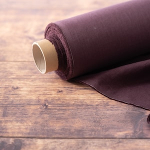 Dark Plum Purple Linen Fabric, OEKO-TEX® Certified, 205gsm, 145cm Width ...
