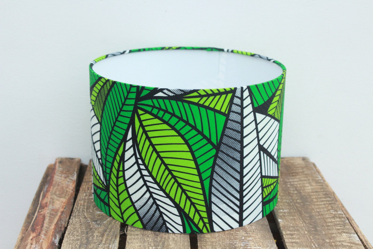 Green Leaf Lamp Shade Tropical Lampshade Wax Print Patterned - Etsy