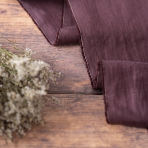 Dark Plum Purple Linen Fabric, OEKO-TEX® Certified, 205gsm, 145cm Width ...