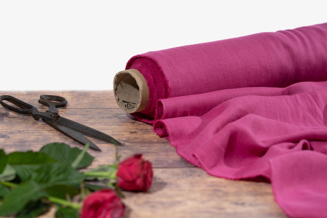 Fuchsia Pink Linen Fabric by the Metre, Soft Lithuanian Linen, OEKO Tex ...