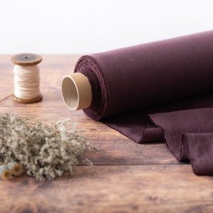 Dark Plum Purple Linen Fabric by the Metre OEKO Tex Certified - Etsy