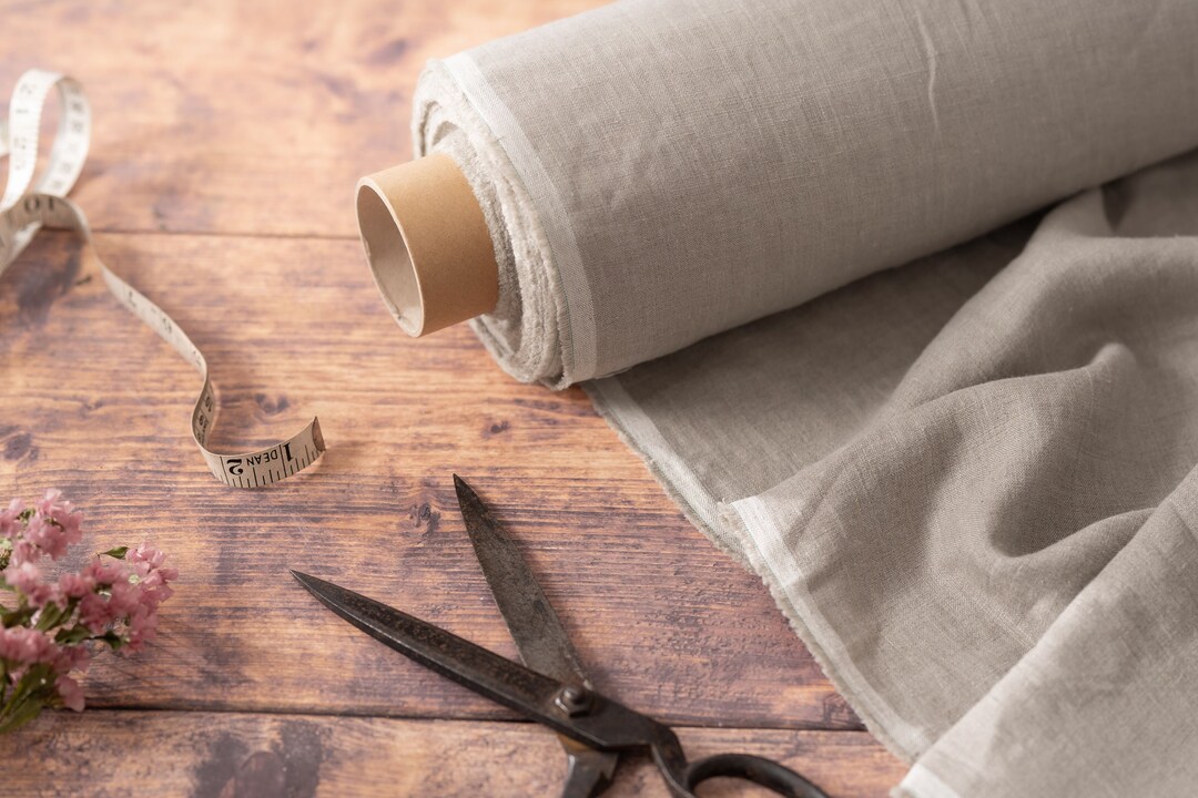 Natural Linen Fabric by the Metre, OEKO Tex Certified Washed and ...