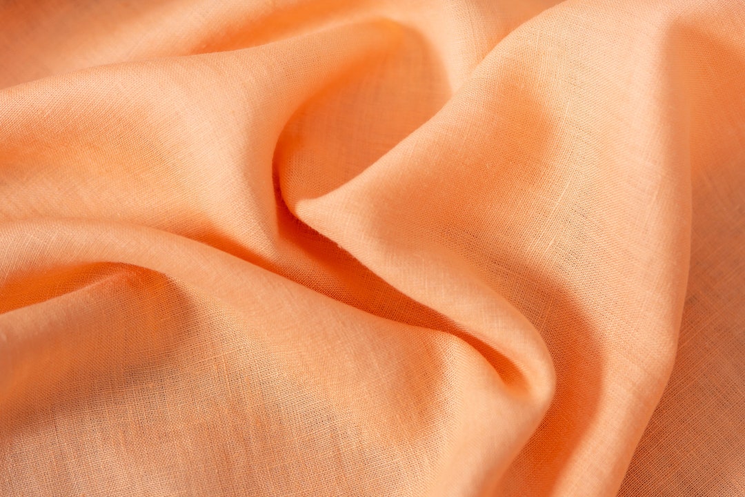 Peach Linen Fabric by the Metre OEKO Tex Certified Washed & - Etsy