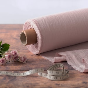 Light Dusty Pink Linen Fabric by the Metre, OEKO Tex Certified Washed ...