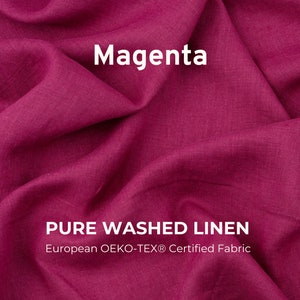 Magenta Linen Fabric by the Metre, Softened OEKO Tex Certified Pink ...