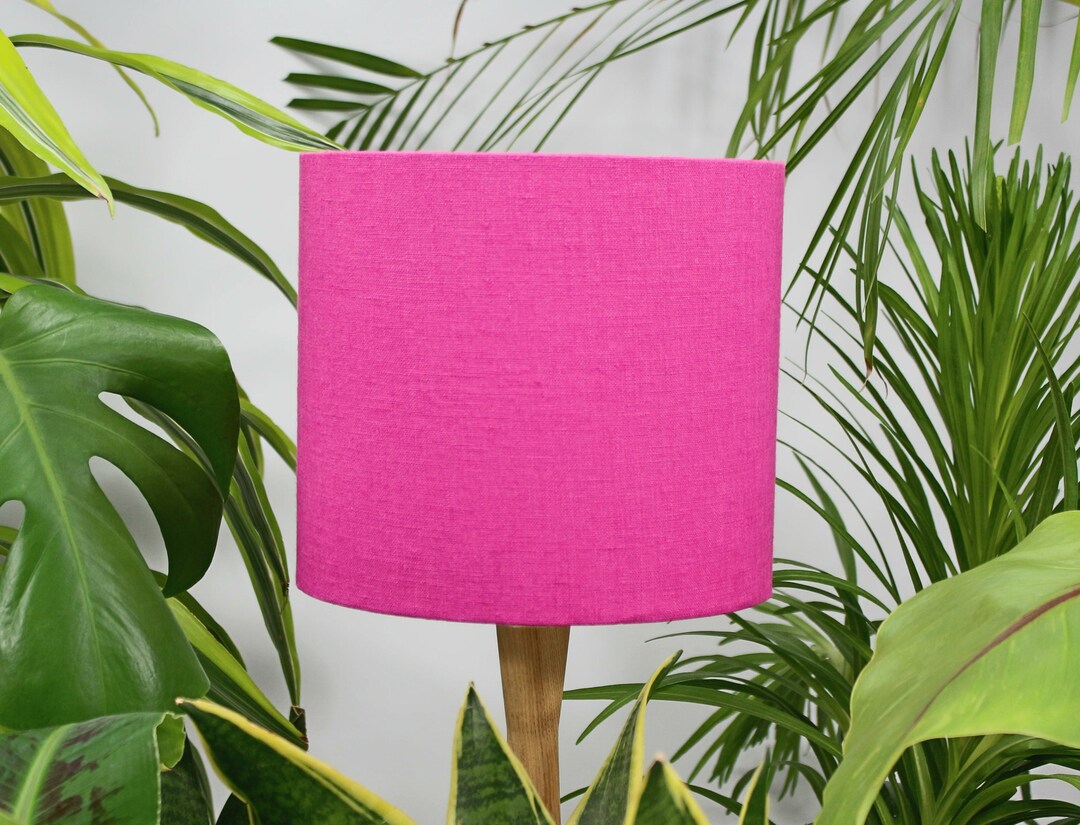 Linen Hot Pink Lamp Shade, UNO Drum Bright Fuchsia Pink Lampshade for ...