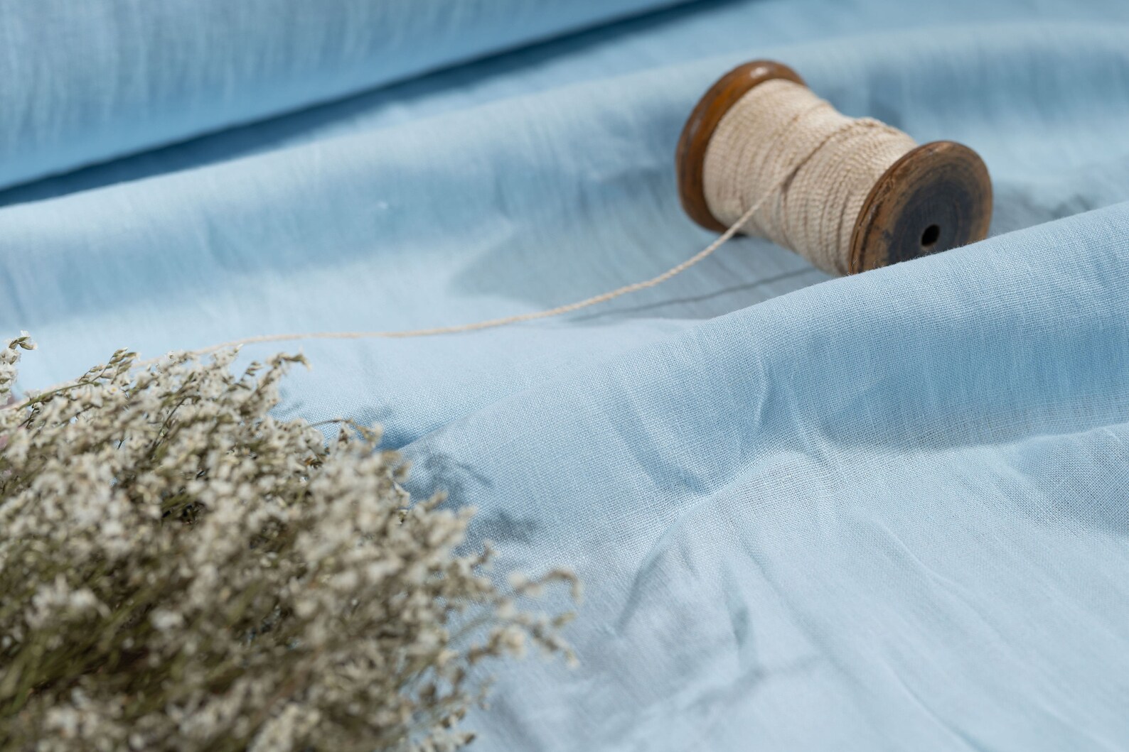 Light Sky Blue Linen Fabric by the Metre Soft Lithuanian - Etsy