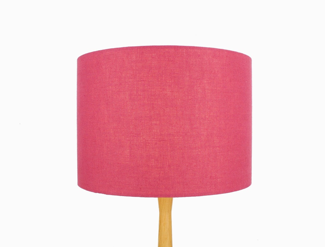 Linen Raspberry Lampshade, Drum Pink Lamp Shade for Table Lamps, Floor ...