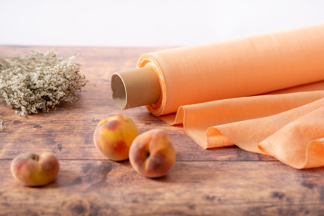 Peach Linen Fabric by the Metre OEKO Tex Certified Washed & - Etsy