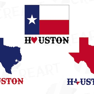 Houston Clip Art Pack Including Texas Map AI, Eps, Svg, Png, Silhouette ...