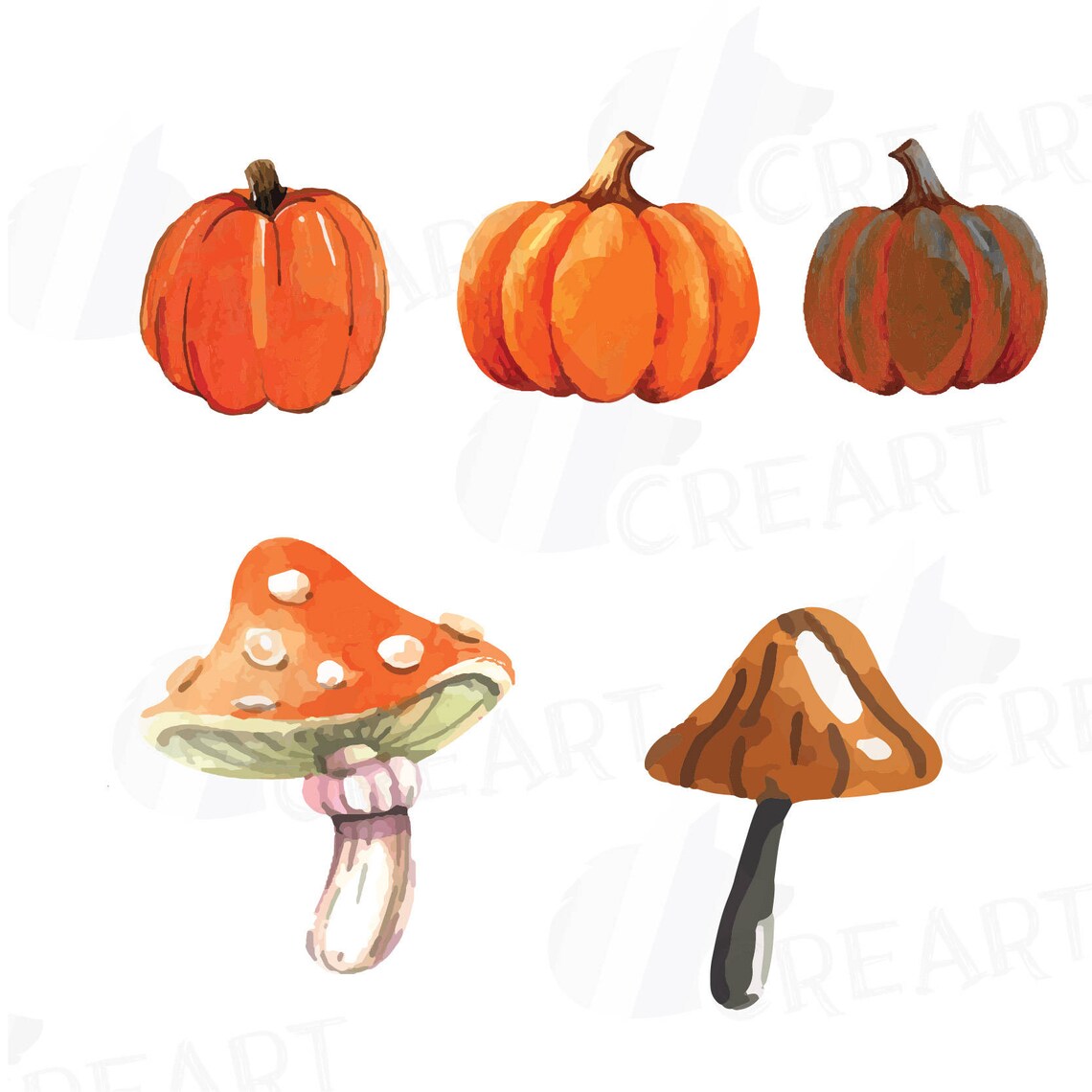 Watercolor Halloween Clip Art Pack. Halloween Candy Collection, Skulls ...