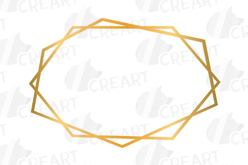 Golden geometric frames clip art. Wedding geo borders | Etsy