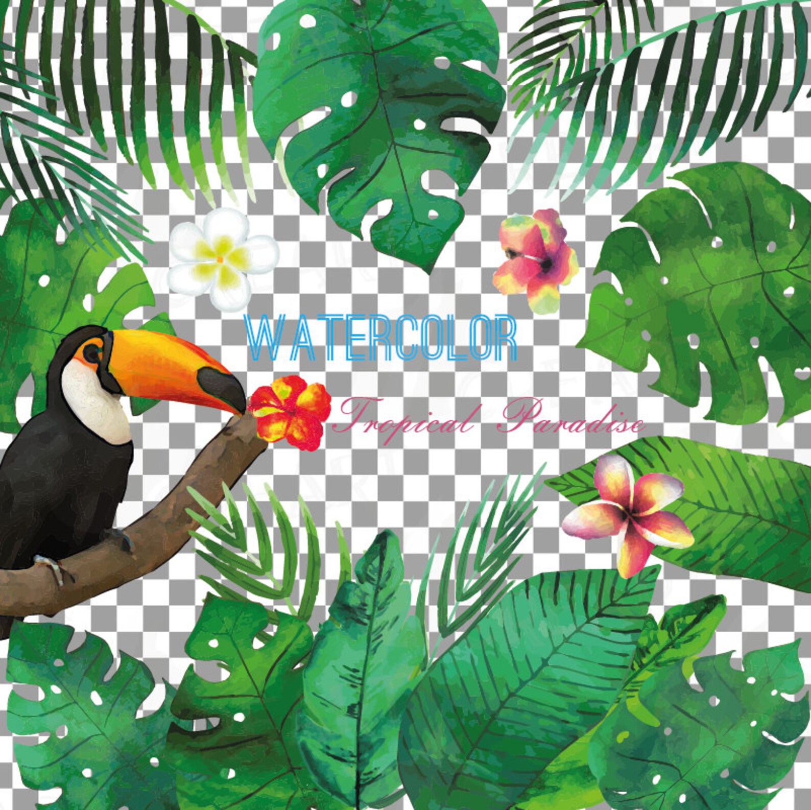 Tropical Paradise Watercolor Clip Art Pack Watercolor | Etsy