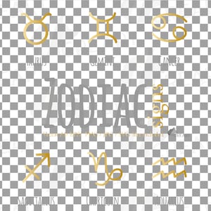 Printable Golden Zodiac Signs Clipart. Astrology Home and Gift ...