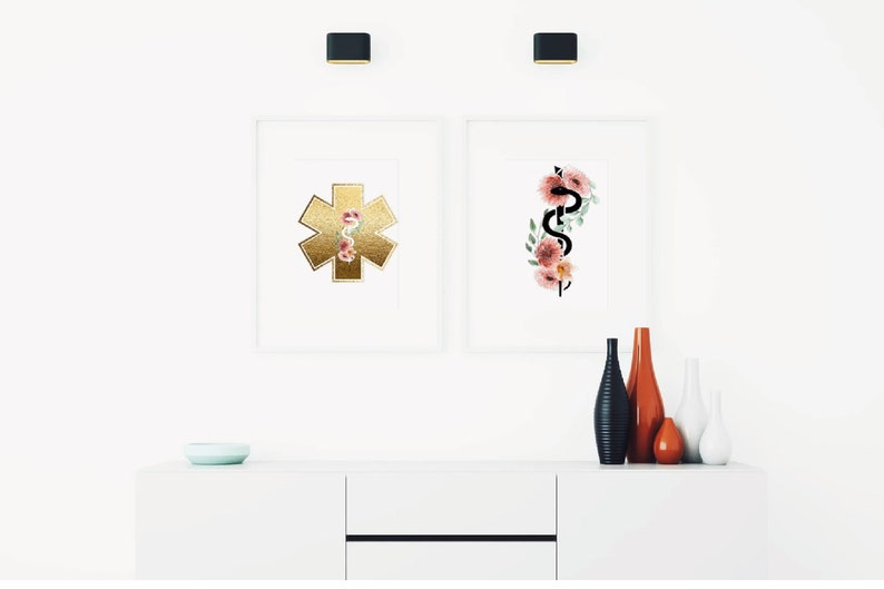 Floral Medical Emergency Symbol Decor Design. Golden Emergency | Etsy