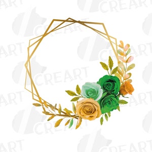 Green and Yellow Roses Watercolor Floral Wedding Clip Art. Printable ...