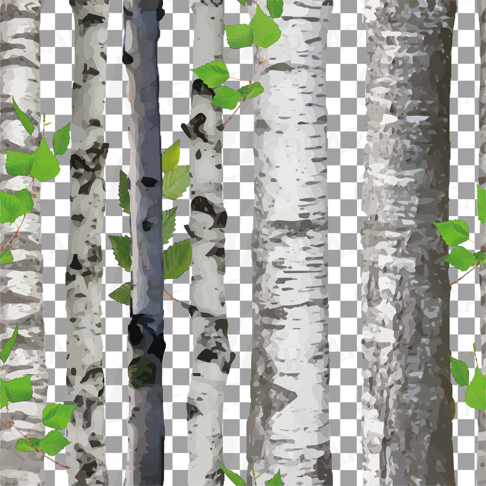 Seamless Birch Tree Vector Watercolor Pattern. Birch Trees - Etsy