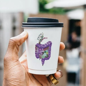 Floral Anatomical Intestines Decor. Watercolor Blooming Human Intestine ...