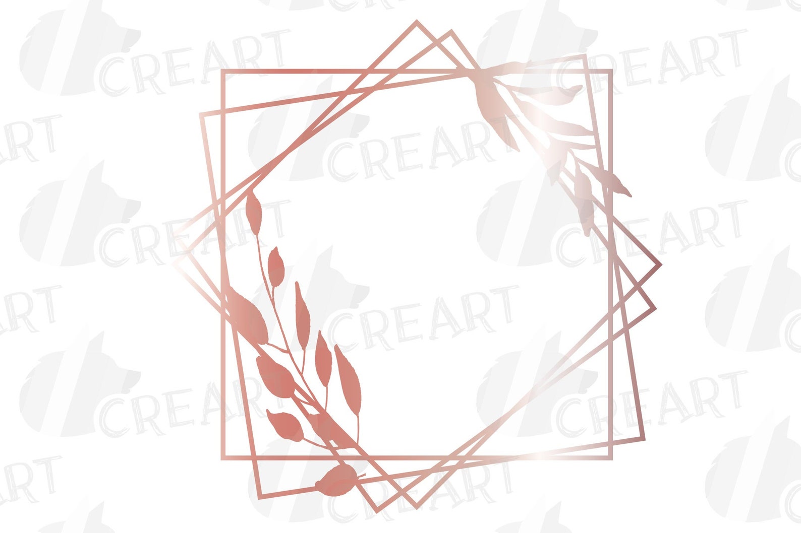 Rose Gold Geometric Floral Silhouette Frames Clip Art. Wedding - Etsy