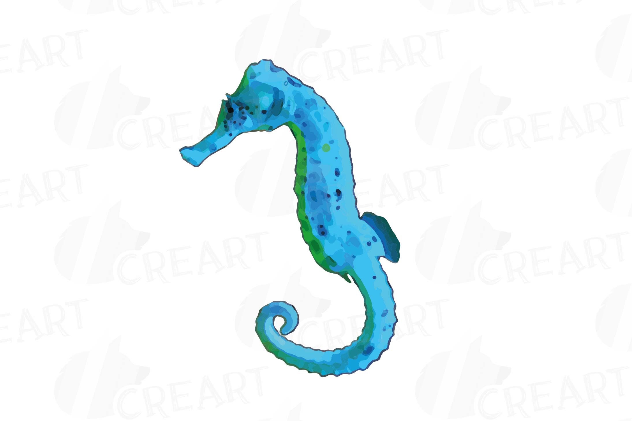 Seahorse Watercolor Clip Art Pack, Colorful Seahorses Tropical ...