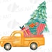 Watercolor Holiday Truck Clip Art. Retro Trucks With Gifts and ...