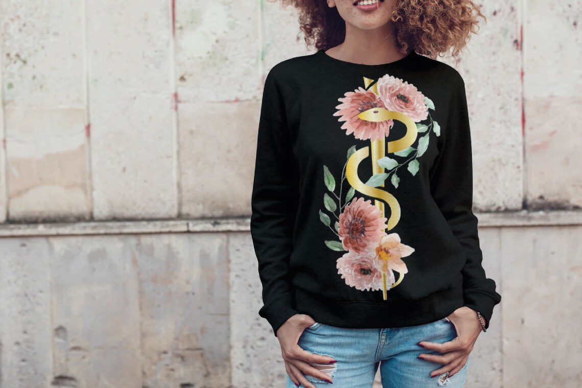 Floral Medical Emergency Symbol Decor Design. Golden Emergency | Etsy