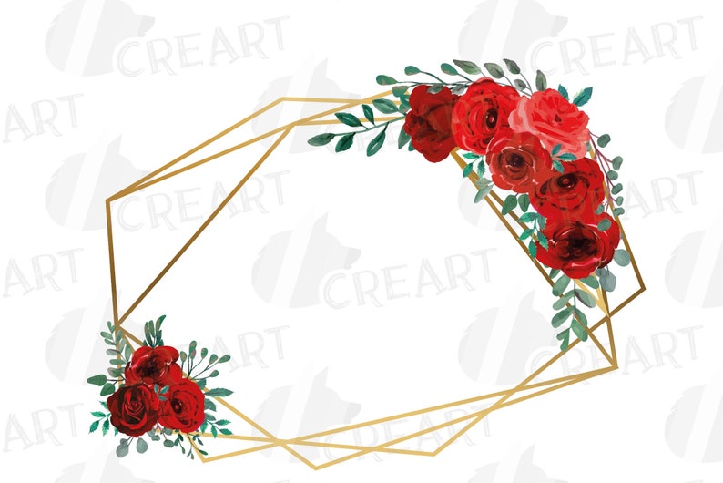 Red Rose Wedding Floral Templates. Watercolor True Red Rose | Etsy Canada