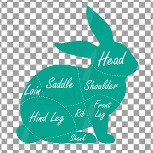 Butcher Rabbit Diagram Clip Art. Printable Rabbit Chart, Rabbit Cuts ...