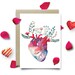 Flowering Anatomical Heart Valentine's Day Card Design. Floral Human ...